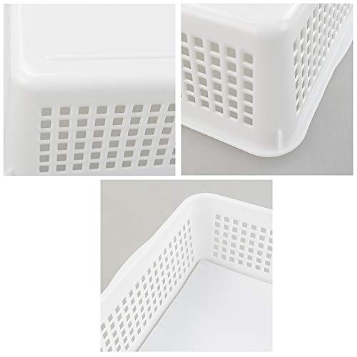 Yarebest 6-Pack Plastic Basket Tray, Shallow Paper Storage Tray, A4 Size, White