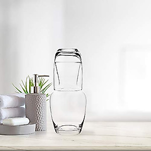 Trinkware Bedside Carafe With Tumbler - Clear Glass - 2 Piece Water Pitcher And Cup Night Set