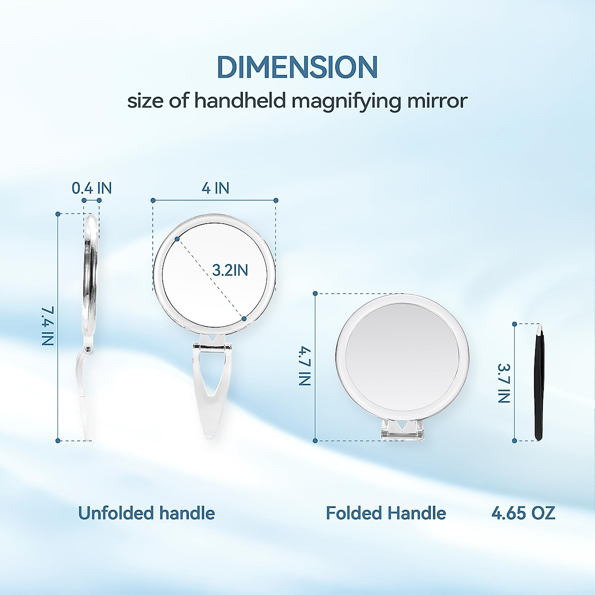 B Beauty Planet 30X Magnifying Mirror, Magnifying Mirror with Stand and Tweezers, Handheld Mirror with 30X/1X Magnification, Compact Mirror for Traveling, 30X Makeup Mirror for Pluck Eyebrows