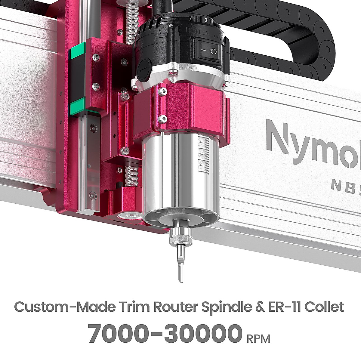 NymoLabs 7000-30000RPM CNC Router Spindle Motor with 1/8" ER11 Collet Set, 710W/110V, Upgraded for Most CNC Machines with 65mm Spindle Mount