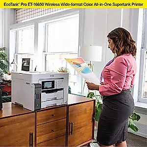 Epson EcoTank Pro ET-16650 Wireless Wide-Format Color All-in-One Supertank Printer with Scanner, Copier, Fax and Ethernet (Renewed), White