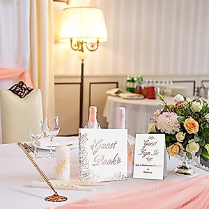 Wedding Guest Book with Pen and Table Cards, 9 x 9 Inch Guest Book Wedding Reception 50 Sheets Sign in Book Wedding Memory Book for Wedding Party Bridal or Baby Shower Guest Visitor (Classic Style)