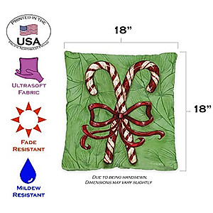 Toland Home Garden Candy Cane Welcome 18 x 18 Inch Indoor, Pillow, Case (2-Pack)
