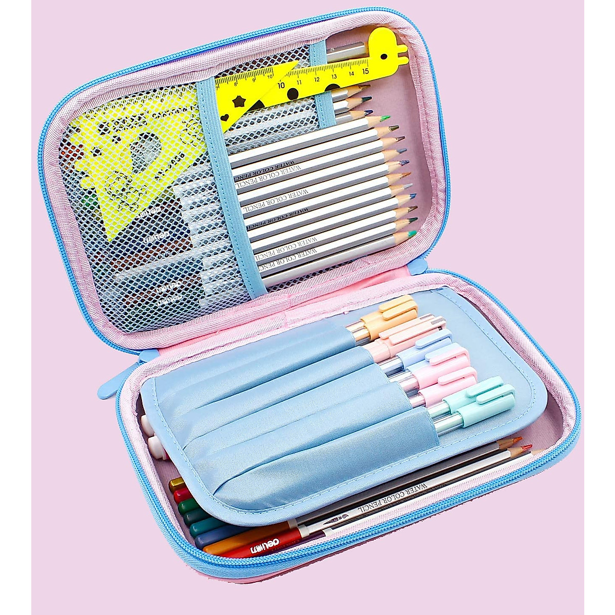 Bunny Pencil Case Holder for Boys Girls Kids, Cute EVA Pen Marker Pouch Stationery Box Anti-Shock Large Storage Capacity Multi-Compartment for School KG APHA Green