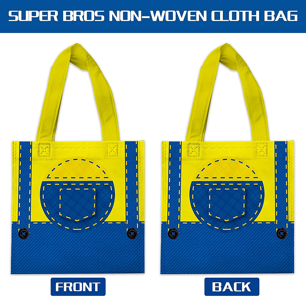 20 Pcs Cartoon Yellow Favor Bags, Treat Candy Goodie Gift Non-woven Bags Reusable for Baby Birthday Party Supplies Baby Shower Min Theme Party Decorations