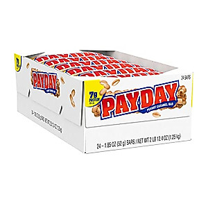 PAYDAY Peanut Caramel Movie Snack, Bulk, Individually Wrapped Candy Bars, 1.85 oz (24 Count)