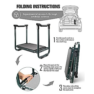 Garden Kneeler and Seat Heavy Duty, Foldable Gardening Stool - 2024 Upgraded Widened to 10" Stable Wear-resistant Prevent Knee and Back Pain, Beautiful Logo high-end 2 Large Tool Bags Gift for Women