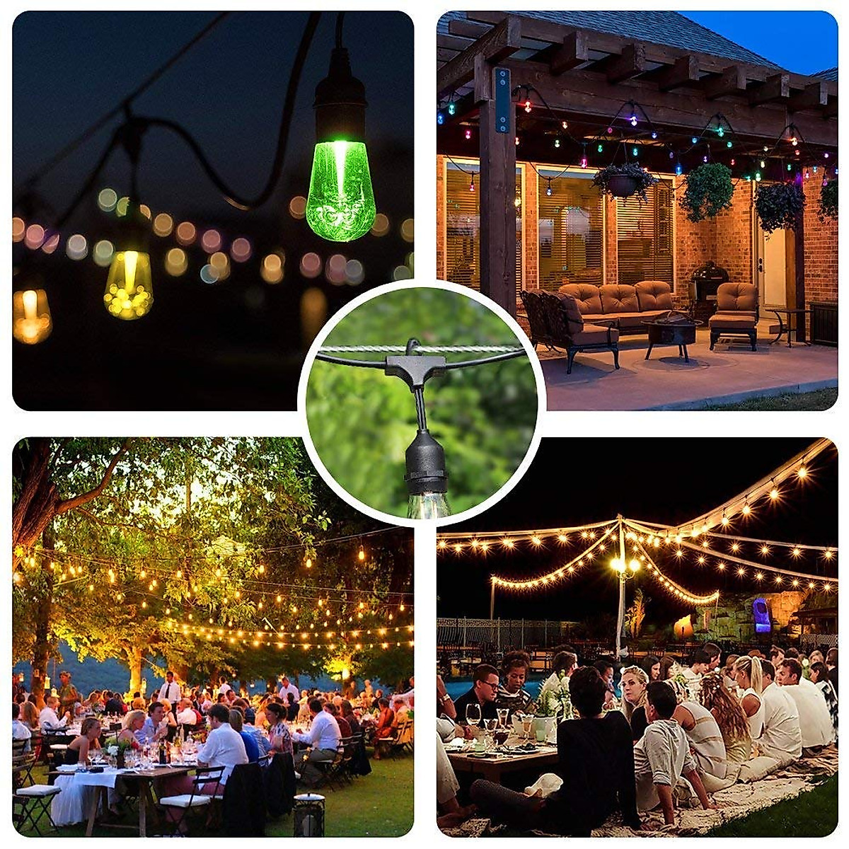 Litcher Globe String Light Suspension Kit, Outdoor Light Guide Wire, Vinyl Coated Stainless Steel Steel Cable，Include 150fts Transparent PVC and 304 Stainless Steel Wire Cable, Turnbuckle and Hooks