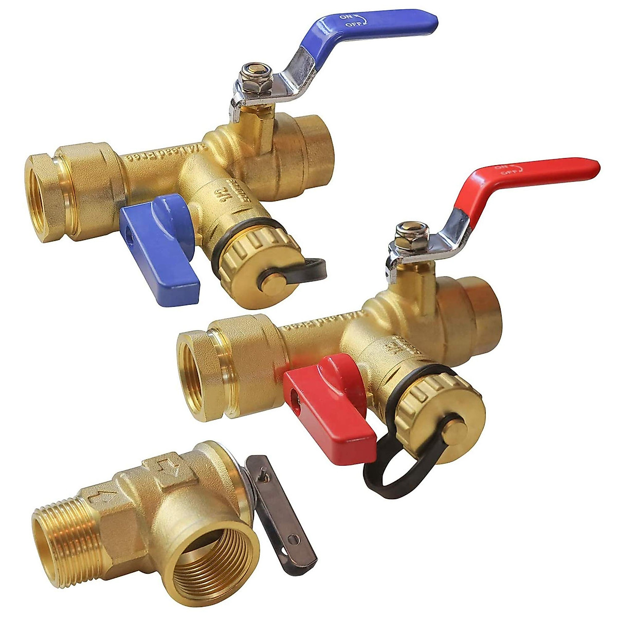 Xiny Tool 3/4-Inch IPS Isolator Tankless Water Heater Service Valve Kit with Pressure Relief Valve, Clean Brass