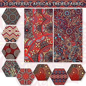 10 Pieces African Fabric Fat Quarters 10 x 10 Inches/ 25 x 25 cm, African Ankara Wax Print Fabric, Ankara Print Fabric for Sewing, Face Covering Make, Craft Projects and Patch Work DIY