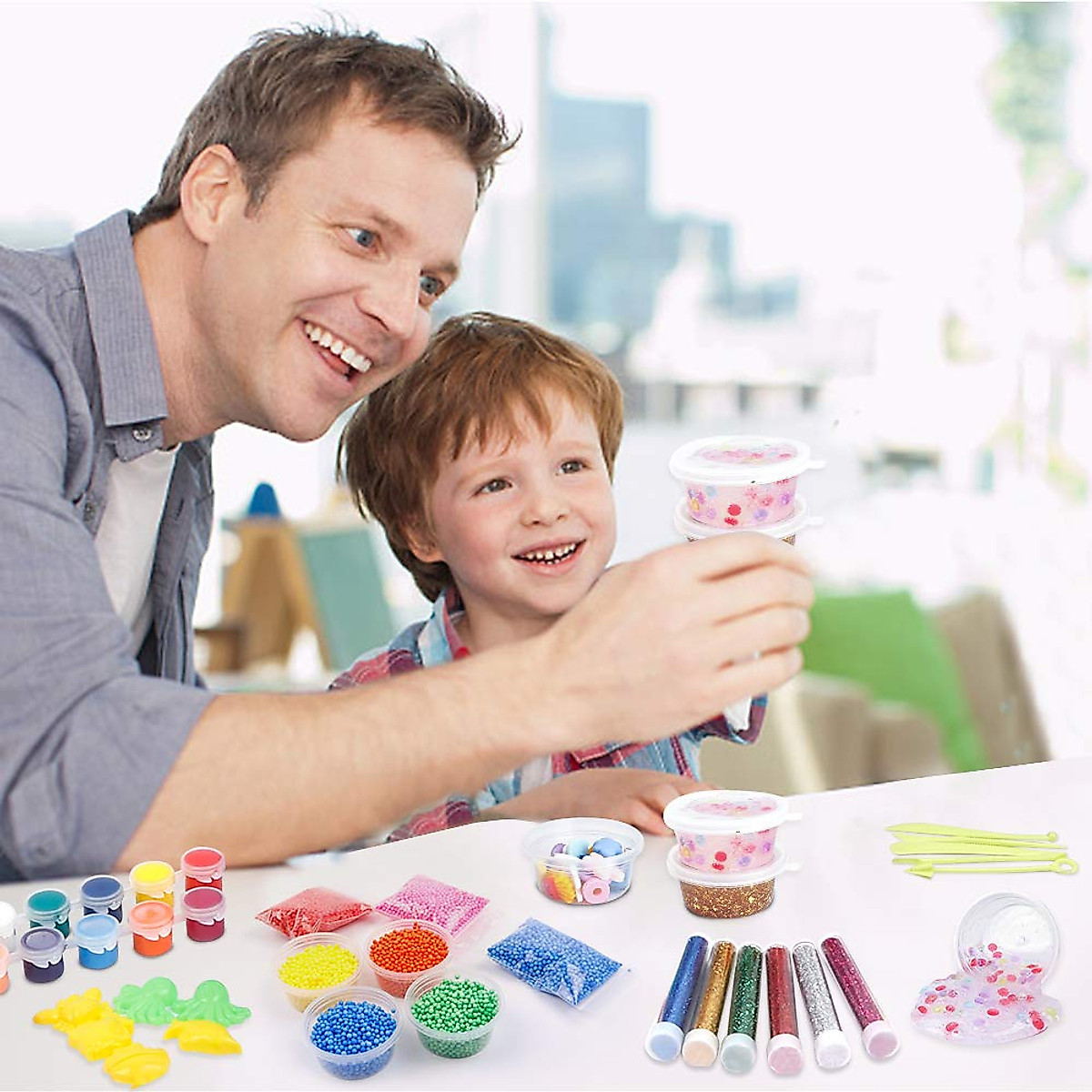 Slime Supplies Kit, 205 Pack Add Ins Slime Kit for Kids Girls Slime Making, Including Foam Balls, Glitter, Fishbowl Beads, Charms, Clear Containers by WINLIP