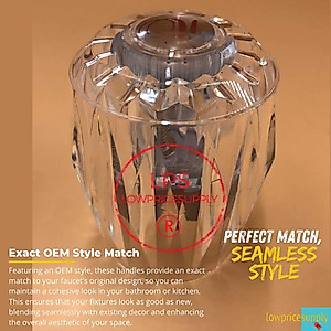 Generic Shower Handles with Adapter fits Valley, Eljer Tub, Shower Handles with Adapter - Clear Acrylic, 3" Height D Broach, Universal Fit for Various Faucets, Exact OEM Style Match - Pair