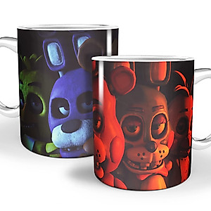 Dsforu White Ceramic 11 Oz Mugs Fnaf Holiday Five Father Day 5 Friends Nights Event At Birthday Game St Gamer New Year Cosplay Tea Cups Hot And Iced Coffee Water Gift Christmas