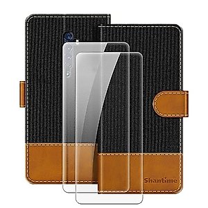 MILEGAO Leather Case for Oppo Reno 2 Magnetic Phone Case with Wallet and Card Slot + [2 Pack] Tempered Glass Screen Protector for Oppo Reno 2 (6.5”)