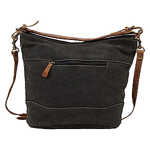 Myra Bag Mid Town Tide Upcycled Canvas & Cowhide Leather Shoulder Bag S-1583
