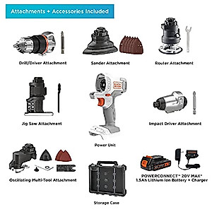 BLACK+DECKER 20V MAX MATRIX Cordless Combo Kit, 6-Tool, White and Orange (BDCDMT1206KITWC)