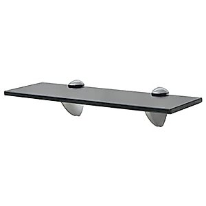 GOLINPEILO Floating Shelf Tempered Black Glass for Living Room, Bedroom, Bathroom 11.8"x3.9", Glass Thickness: 0.3"