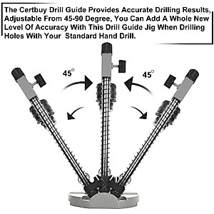 CertBuy Portable Drill Press for Hand Drill, Multi-Angle Drill Guide Attachment For 1/4 Inch and 3/8 Inch Adjustable Angle Drill Holder Guide, Portable Drill Guide with Chuck