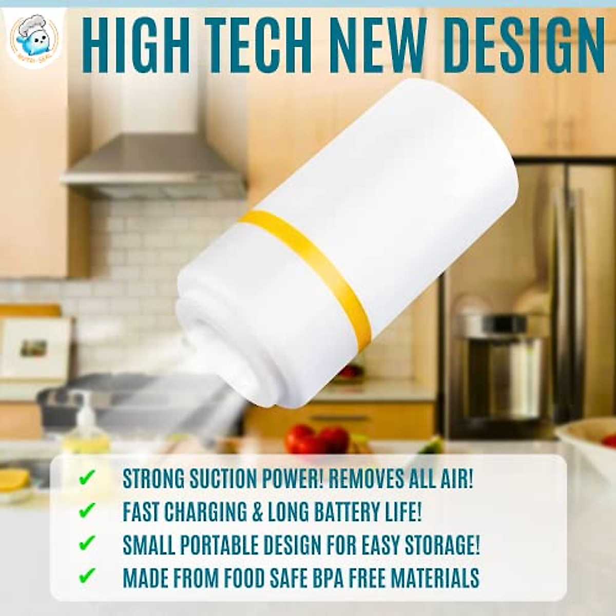 Nutri-Seal™ Electric Mason Jar Vacuum Sealer Kit - Easy to Use - Fits Wide & Regular Mouth Mason Jars - Compatible with All FoodSaver Models - Electric Handheld Vacuum Sealer For Jars & Vacuum Seal Containers - Includes Electric Vacuum Pump w/Compatibilit