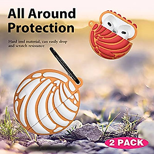 2 Pack Gkv for Airpods 3 Case for Airpod 3 (2021) Cover Unique Funny Fun Cute 3D Food Design Air Pods 3rd Generation Silicone Shell Cases for Girls Teen Boys Kids White+Red Bread