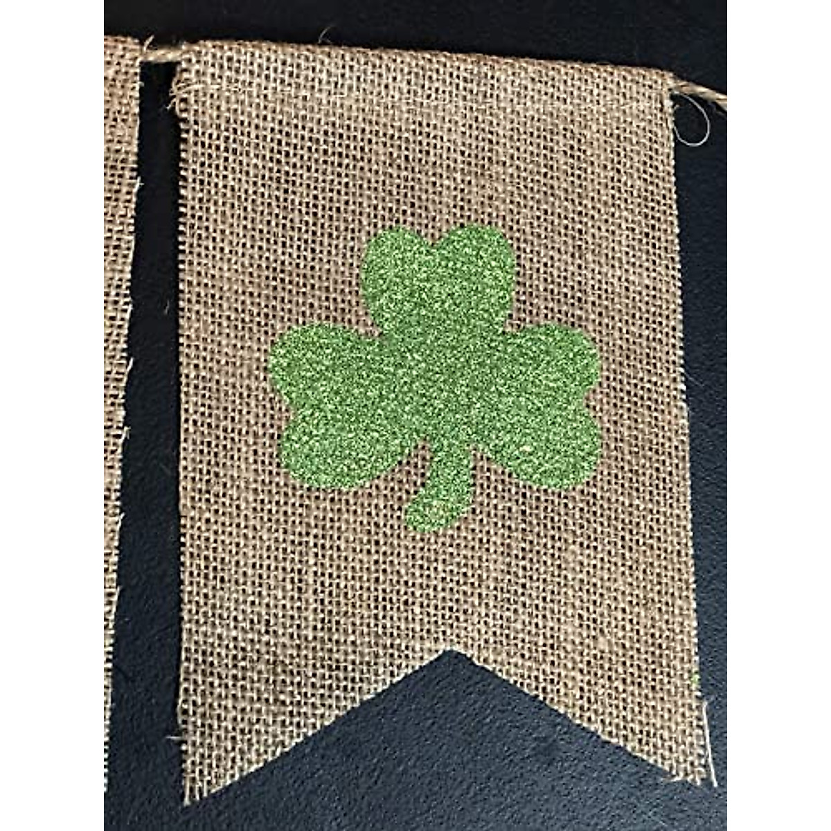 St Patricks Day Garland Decor - Shamrock Glitter Garland Home Decor - St Patricks Day Burlap Banner - Saint Patrick's Day Party Decorations - St Patty's Day Rustic Fireplace Decor by Jolly Jon