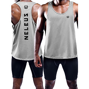 NELEUS Men's 3 Pack Dry Fit Workout Gym Muscle Tank Tops,5031,Black,Grey,Olive Green,XS