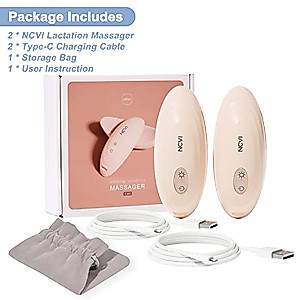 NCVI Warming Lactation Massager, Heat & Vibration, 2-in-1 Breast Massager, 2 Pack, Lactation Massager with Heat, for Breastfeeding, Pumping, Relieve Clogged Ducts, Engorgement, Improve Milk Flow