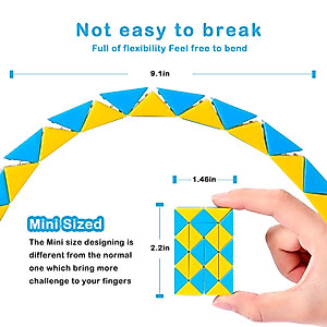 Ganowo 18 Pack Fidget Snake Cube Mini Twist PuzzleToys for Kids Teens Stocking Stuffer, Birthday Party Favors, Goodie Bags Fillers (yellow)