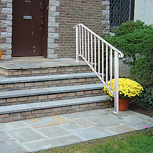 Zwinz Adjustable Handrails for Outdoor Steps, Handrail Picket #4 Fits 4 or 5 Steps, Mattle Wrought Iron Handrail, Stair Rail with Installation Kit for Outdoor Steps