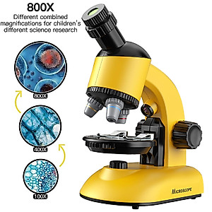 Microscope for Kids, Microscope Kit LED 40X-1200X Magnification Kids Science Toys, Microscope Slides with Specimens for Kids,Students Microscope STEM Kit