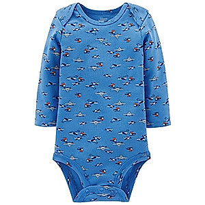 Simple Joys by Carter's Baby 5-pack Long-sleeved Bodysuits, Blue/Grey, 12 Months