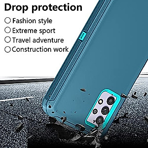 ONOLA Compatible with Samsung A32 5G Case,Galaxy A32 5G Case with HD Screen Protector (2 Pack),Samsung Galaxy A32 5G Case 3 in 1 Durable Case (Lakeblue, A32 5G)