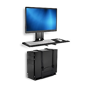 Mount-It! Monitor and Keyboard Wall Mount with CPU Holder, Height Adjustable Standing VESA Keyboard Tray, 25 Inch Wide Platform with Mouse Pad (MI-7919)