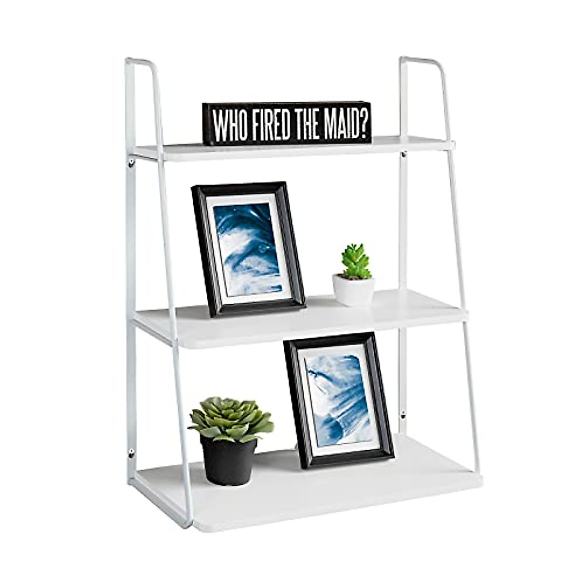 WELLAND 3-Tier Display Wall Shelf Storage Rack Wall Rack Holder Rack (3-Tier, White)