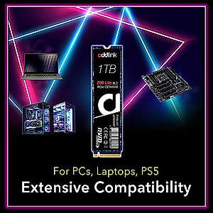 Addlink S90 Lite 1TB NVMe 4.0 Gen4 PCIe M.2 3D NAND Internal Gaming SSD - Read Speed up to 5000 MB/s (ad1TBS90LTM2P)