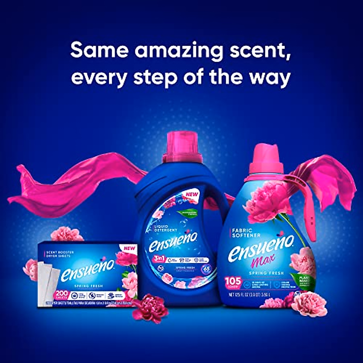 Ensueño - Max Liquid Fabric Softener- With Long-Lasting Freshener And Wrinkle Eliminating formula, Spring Fresh Scent - (125 oz) (Pack of 2)