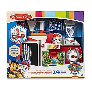 Melissa & Doug PAW Patrol Marshall's Wooden Rescue EMT Caddy (14 Pieces) - PAW Patrol Take-Along Pretend Play First Responder Rescue Kit, PAW Patrol Toddler Toy For Girls And Boys Ages 3+