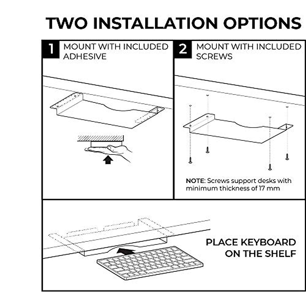 HumanCentric Storage Shelf for Apple Magic Keyboard | Under Desk Keyboard Tray and Drawer for Apple Magic Keyboard (White)
