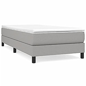 vidaXL Box Spring Bed with Mattress Home Bedroom Mattress Pad Single Bed Frame Base Foam Topper Furniture Light Gray 39.4"x79.9" Twin XL Fabric