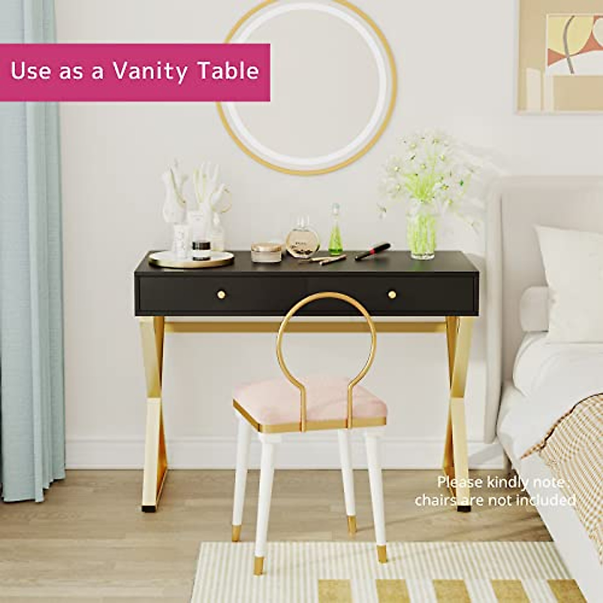 ACME Furniture Acme Coleen Desk, black & Brass Small