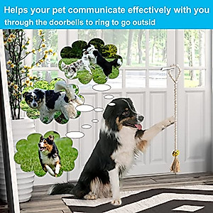 JAKI Dog Doorbell for Potty Training and Door Knob, 30.7inch Adjustable Hanging Bells for Dogs to Ring to Go Outside Sliding Door, Puppy Housetraining Door Bell (1PK, Rustic Gold)