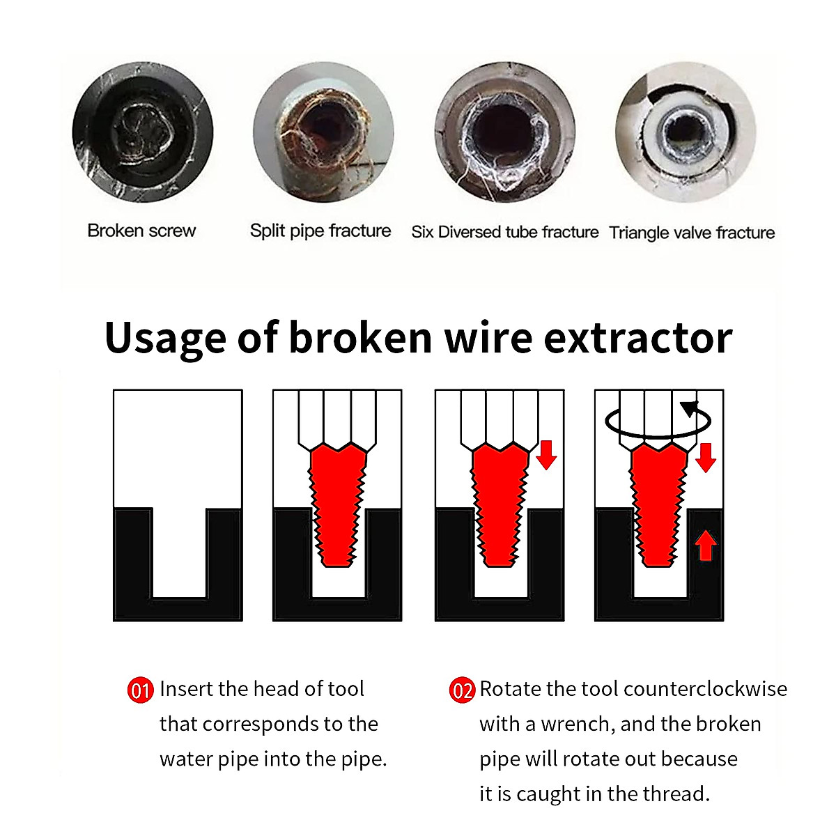 Screw Extractor Set - Bolt & Stripped Screw Remover Kit with 1/2 Inch and 3/4 Inch Double-Ended Extractors - Easy Out Broken Bolt Extractor for DIY Repairs SYMORIN