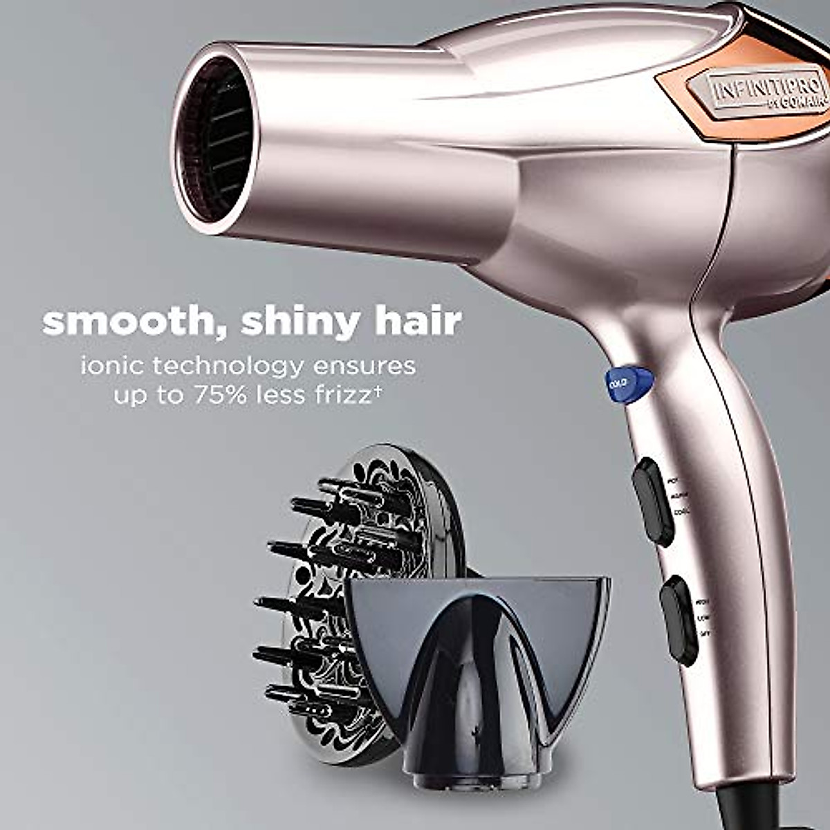 INFINITIPRO BY CONAIR 1875 Watt Lightweight AC Motor Styling Tool/Hair Dryer; Rose Gold