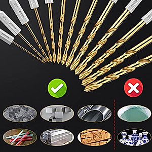 MACXCOIP Hex Shank Drill Bit Set, 13Pcs HSS Titanium Twist Drill Bit for Sheet Metal, Wood, Plastic, Quick Change Design (1/16" - 1/4")