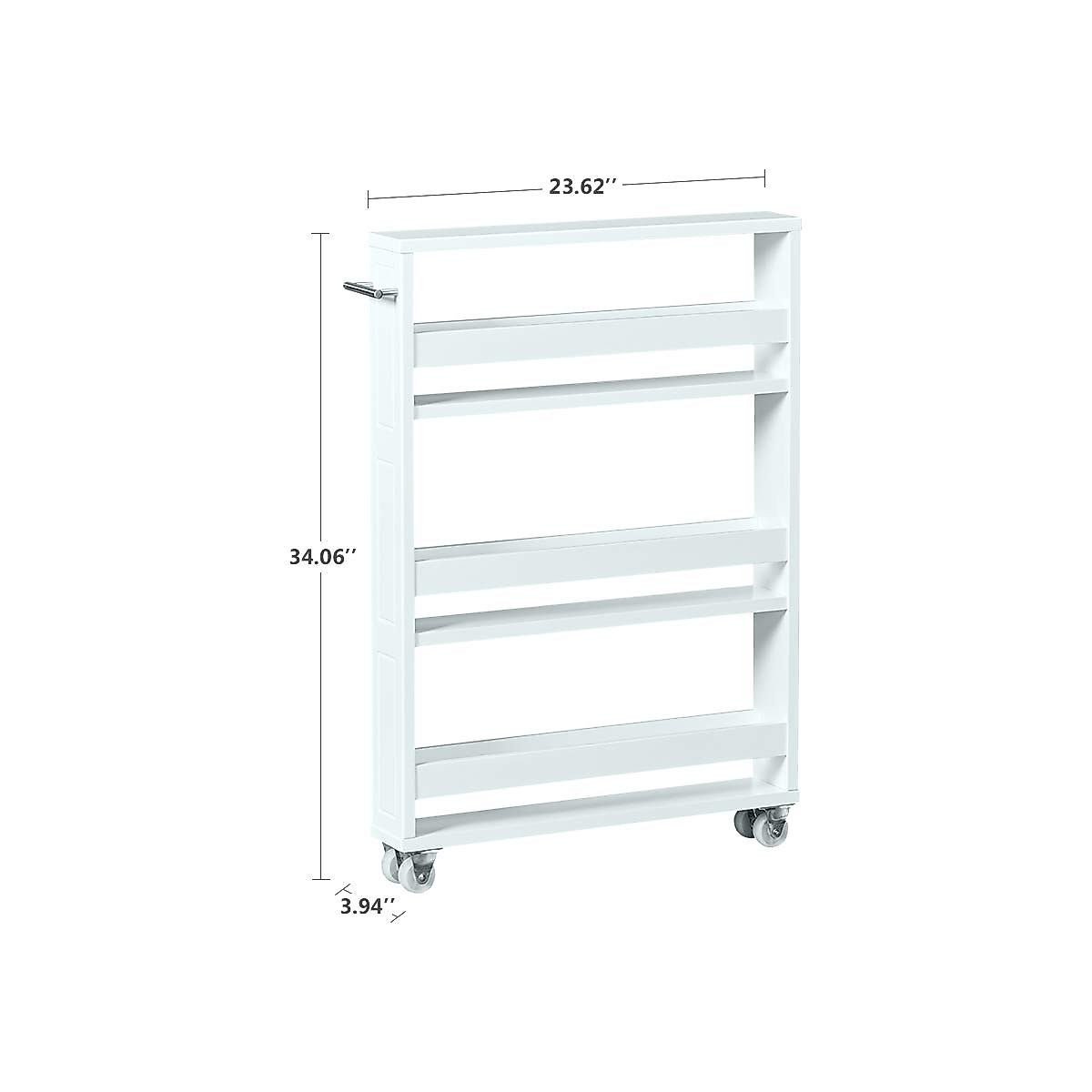 MUSEHOMEINC Compact Space Kitchen Pantry,4-Tier Kitchen Removable Storage Cart, Slim Slide Out Rolling Pantry Shelf for Narrow Spaces（White）