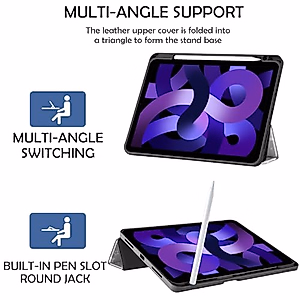 Deokke Compatible with iPad Air Case 11 Inch M3 2025,M2 2024 5th/4th Generation 10.9 Inch (2022/2020) with Pencil Holder TPU Back Case Auto Sleep/Wake Cover Cute Aesthetic Women Girls-Silver