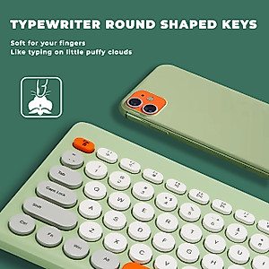Wireless Keyboard and Mouse Combo 2.4G USB Cordless Keyboard with Number Pad,Quiet Click,Cute Round Key,Ultra Slim,Full Size for Computer Laptop PC Desktop Windows Mac,Sage Green