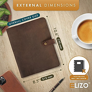 Elizo Leather Notebook Cover XL - Cahier Cover - Leather Journal Cover - Planner Cover - Leather Composition Notebook Cover - Refillable Notebook Cover - Leather Bible Cover - Fits 7.5 x 10