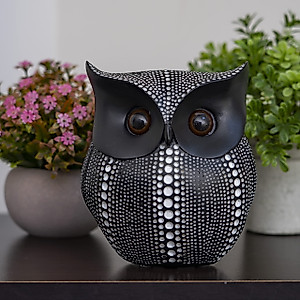 Ornativity Black Owl Statue Figurine - Animal Sculpture Home Decoration for Bedroom Living Room Kitchen Office Bathroom House Decor Figurines 6"