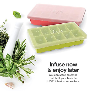 LĒVO Herb Block Tray - Silicone Freezer Tray with Lid - Herb Saver for Homemade Infusions - Silicone Freezer Mold for LĒVO Infusions - Food Grade Silicone, BPA Free - Grey